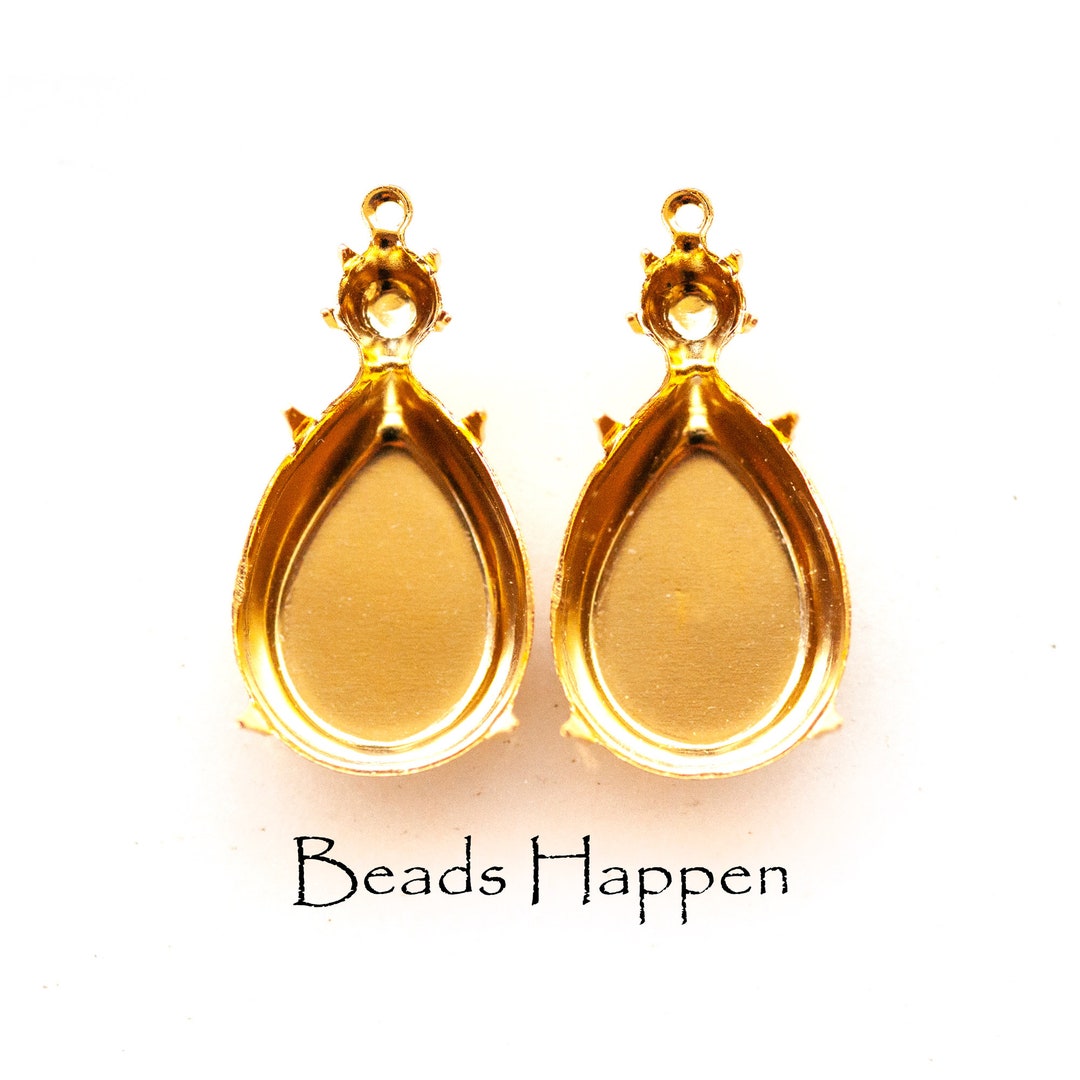 18x13mm Pear W/ 20ss Chaton Settings, Closed Backs, One 1 Loop Ring ...