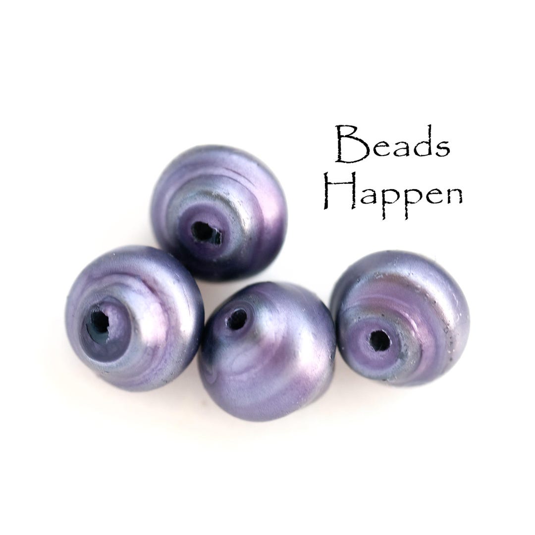 8mm Baroque Wisteria Purple Snail Shell Twisted Glass Pearl Beads Bead ...