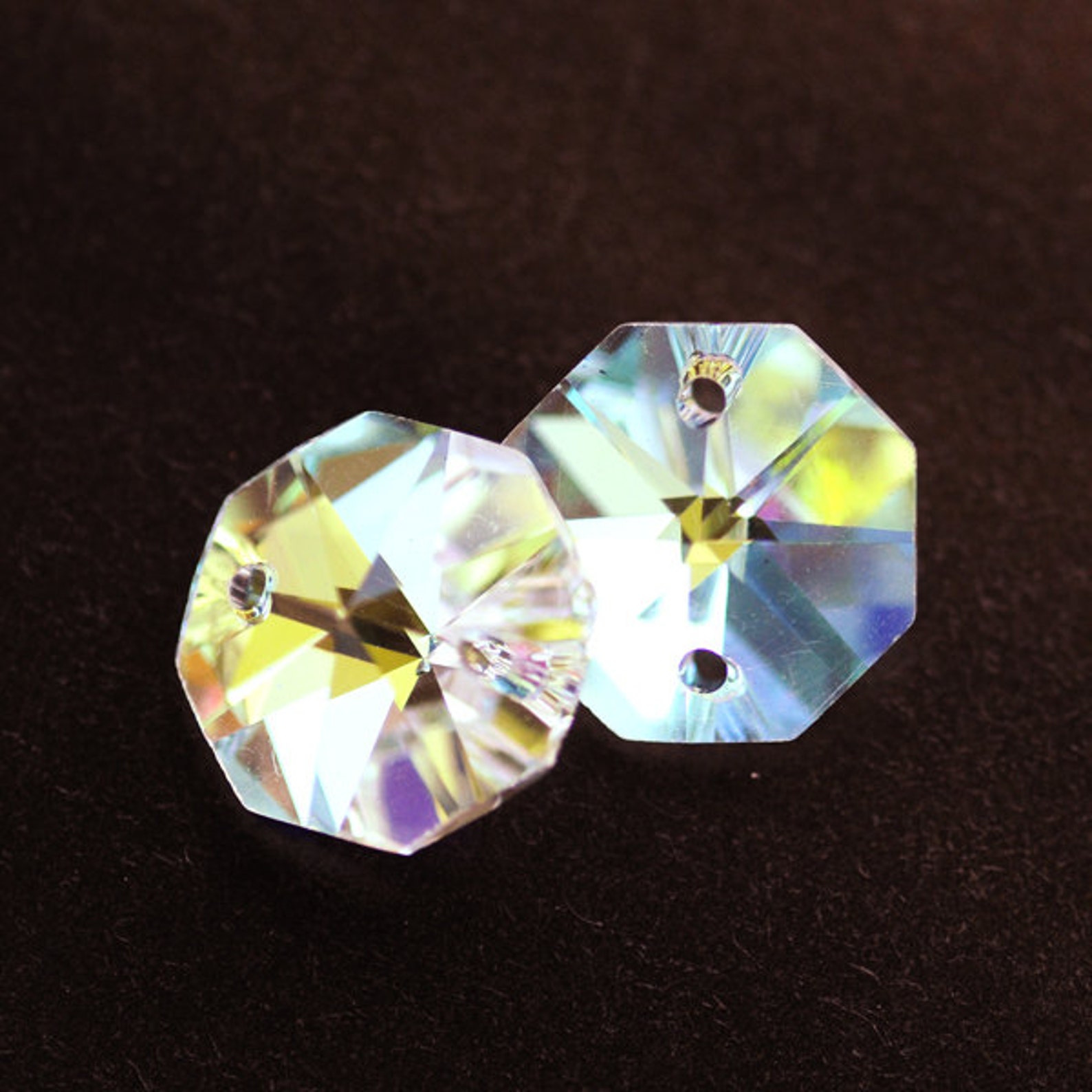 14mm Crystal AB Octagon Octagons Mirrored Connector Bead Connectors ...