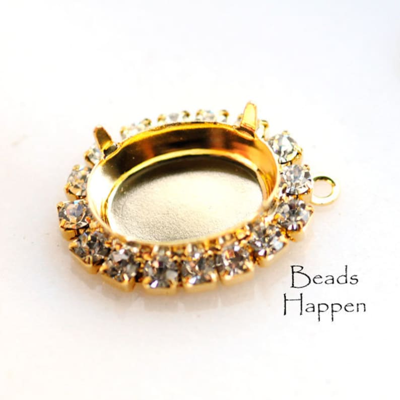 Sensational 18x13mm Oval Jewel Stone Setting With SWAROVSKI Crystals, 4 ...
