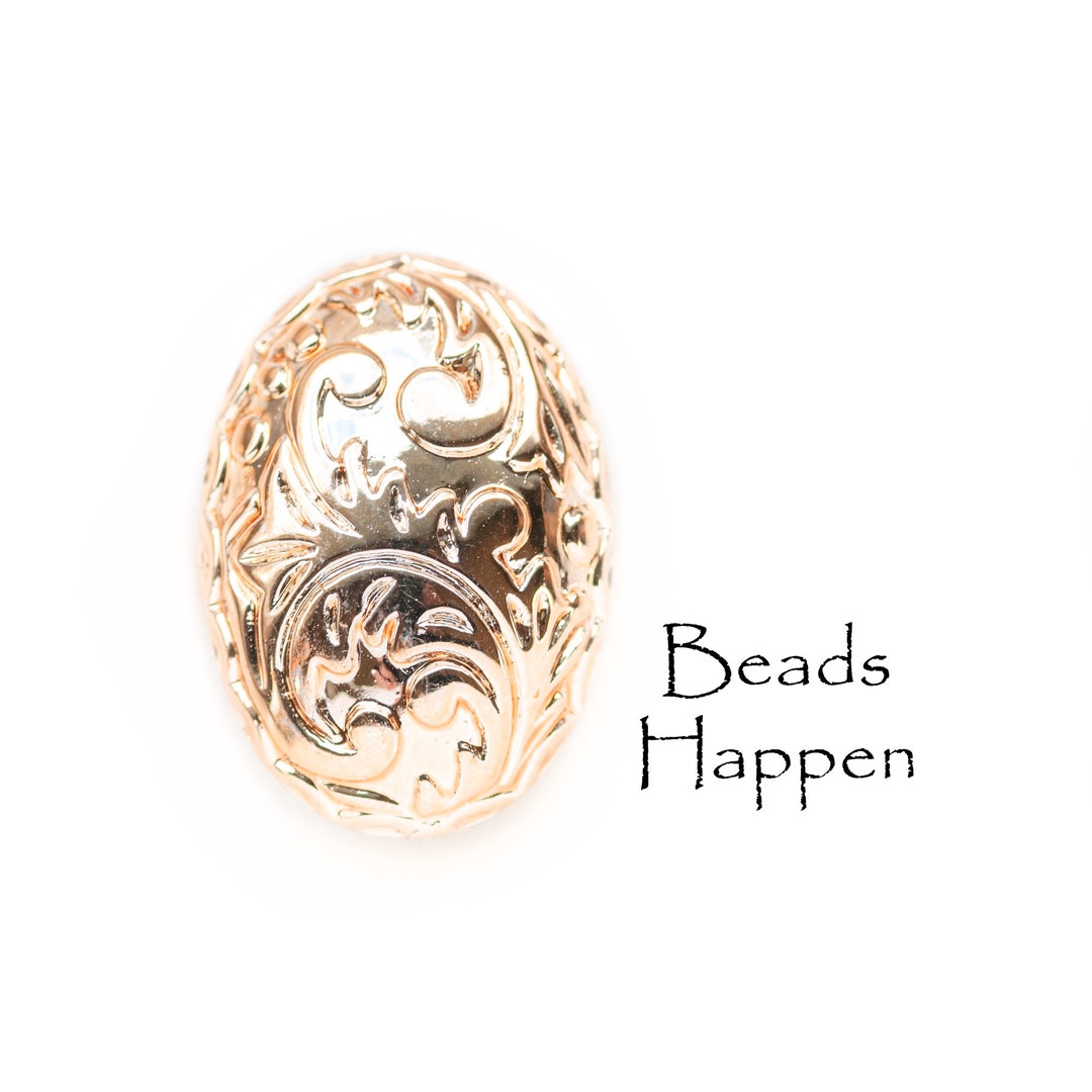 29x20mm Textured Bright Golden Oval Cabochon, Scrolls, Resin, 29x20mm ...