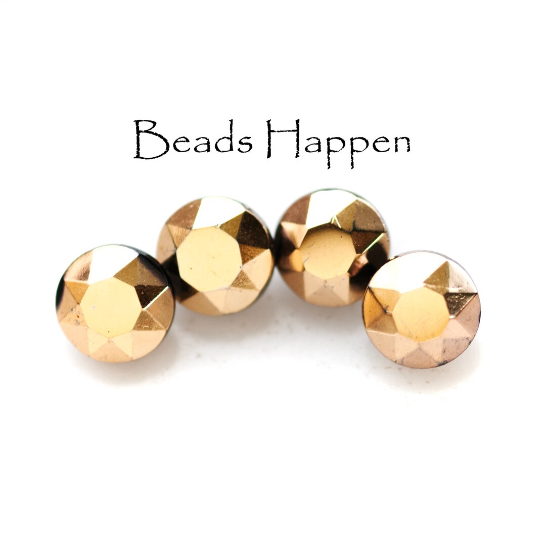 VINTAGE 35ss 7.3mm Bright Gold Aurum Glass Chatons From Western Germany ...