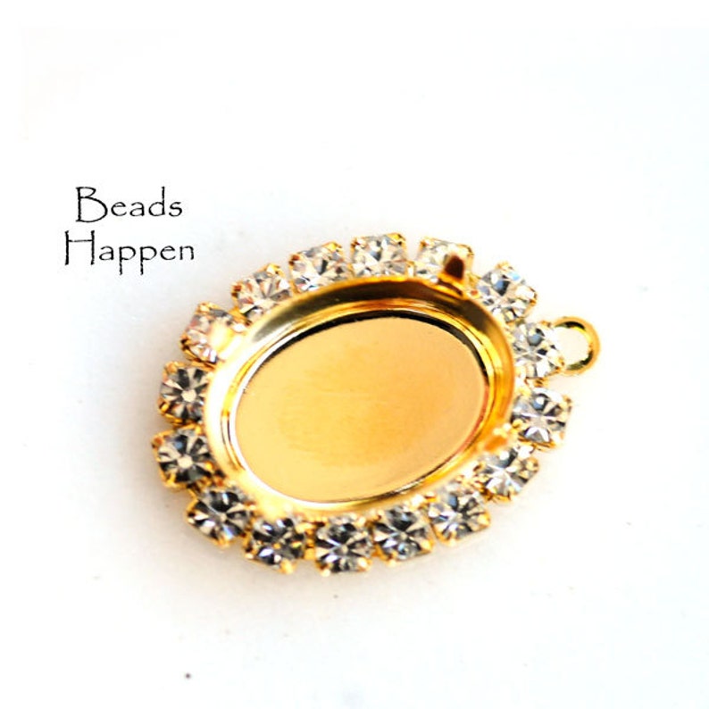 Sensational 18x13mm Oval Jewel Stone Setting With SWAROVSKI Crystals, 4 ...