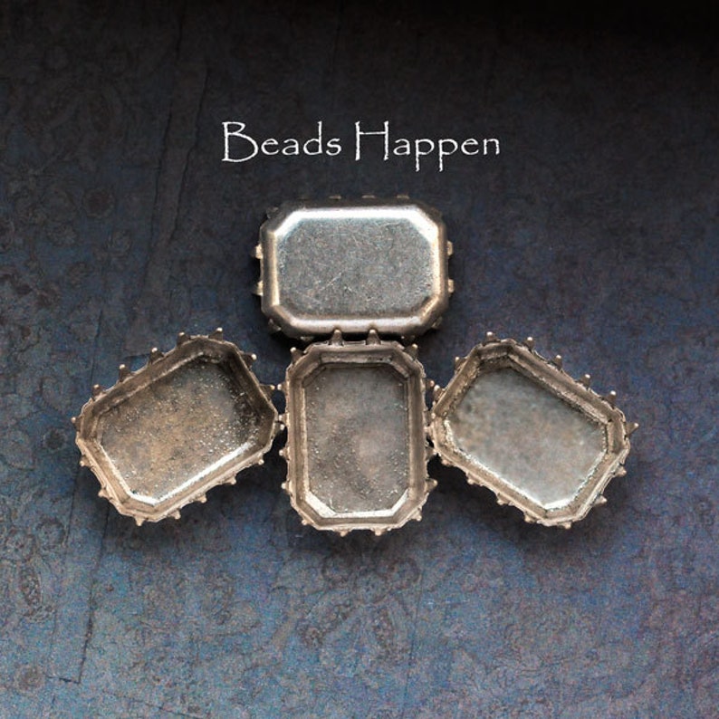 18x13mm Antiqued Sterling Silver Plated Octagons Octagon Settings, 16 ...