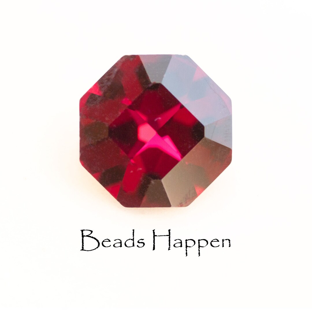 18mm SWAROVSKI Vintage Ruby Crystal Machine Cut Square Octagon Stone ...