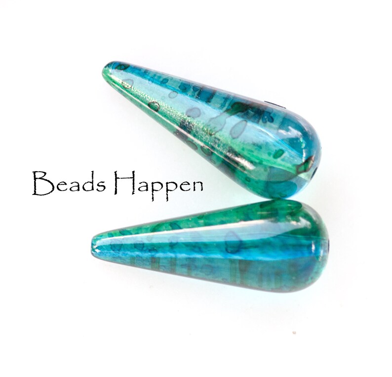 29x12mm Tapered Two-tone Acrylic Beads in Blue-green Aqua Moss Green ...