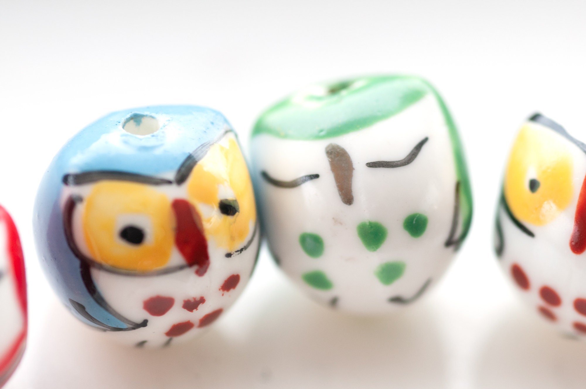 15mm Owl Beads Handpainted Ceramic Owl Bird Owls Beads - Etsy