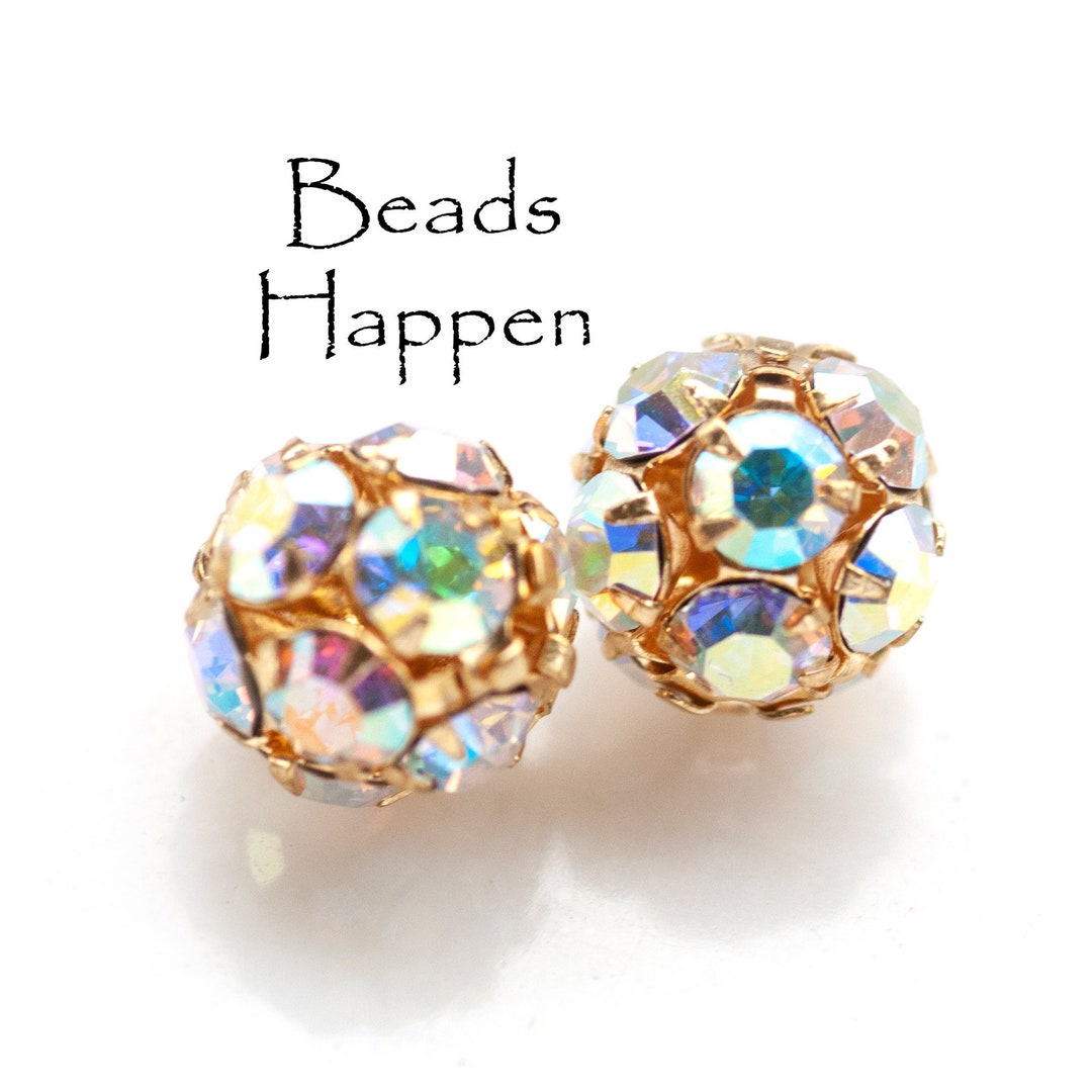 10mm Fireball Beads W/ Crystal AB Chatons, Chatons From Czech Republic ...