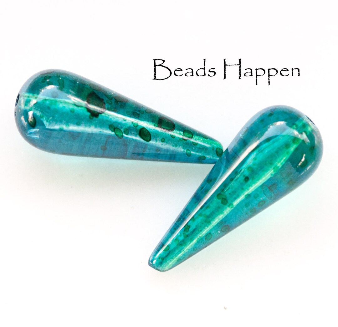 29x12mm Tapered Two-tone Acrylic Beads in Blue-green Aqua Moss Green ...