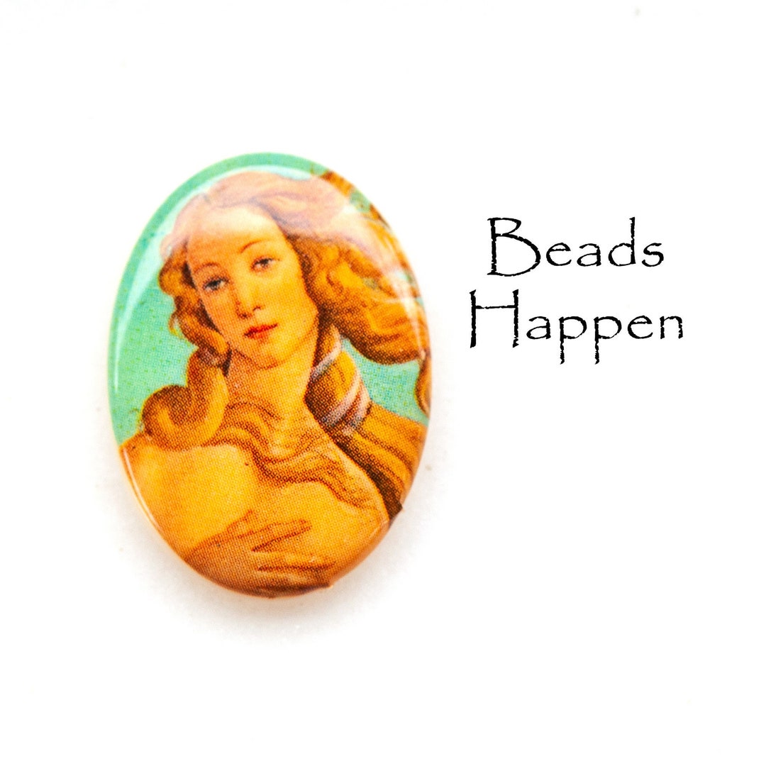 Vintage 25x18mm Botticelli's "birth of Venus" Oval Glass Cabochon ...