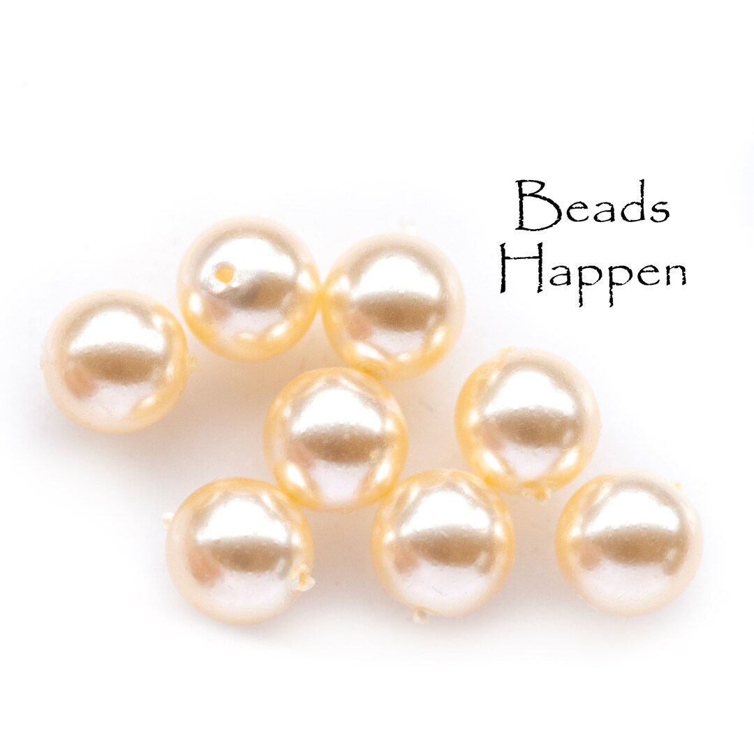 8mm Glass Pearl Beads From the Czech Republic, Cream Ivory Color Glass ...