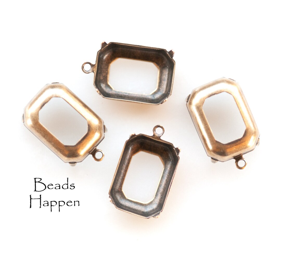 18x13mm Octagon Settings Antiqued Brass Plating, Open Back, One 1 Loop ...