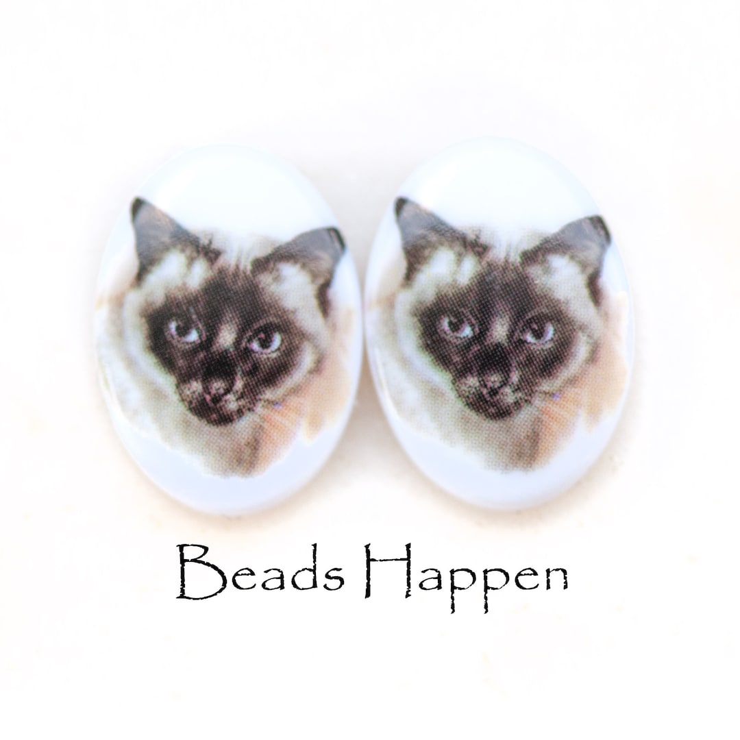 Vintage From Germany, 18x13mm Siamese Cat Oval Resin Cabochon, Cats ...