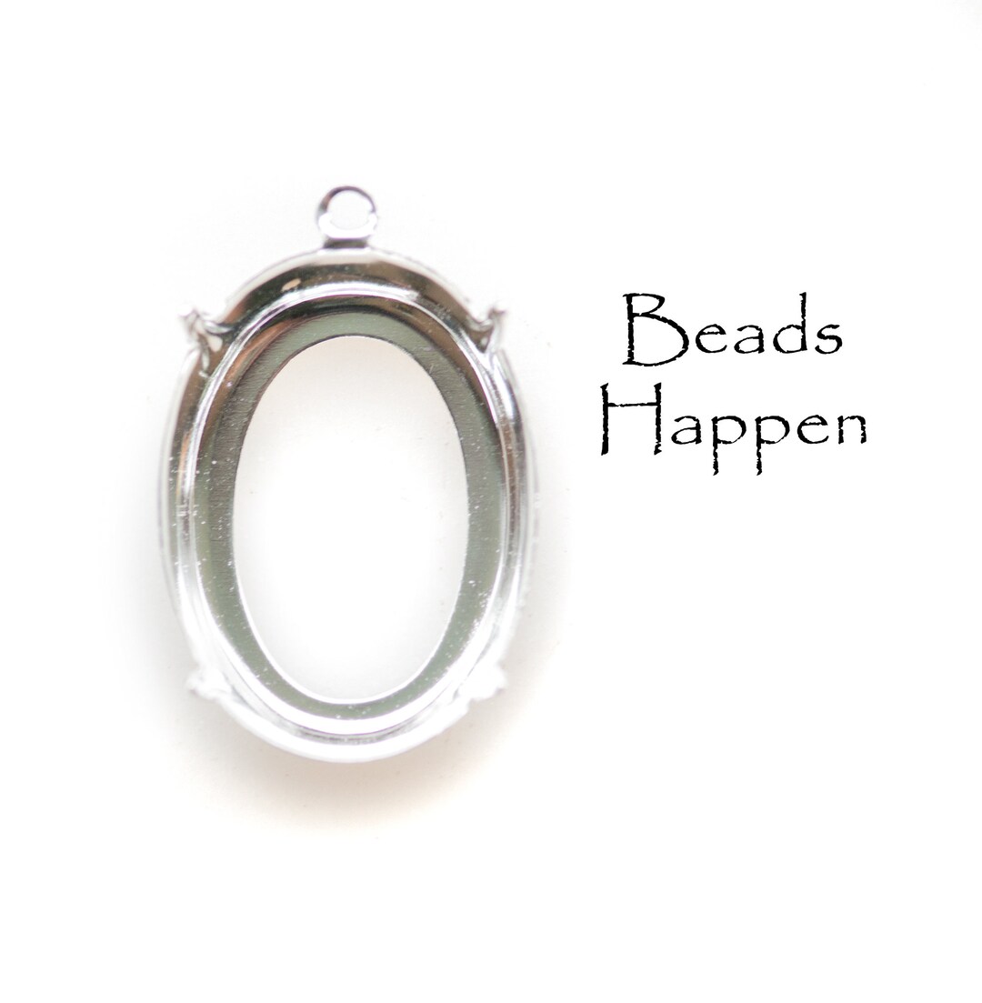25x18mm Bright Sterling Silver Plated Oval Open Back Setting With One 1 ...