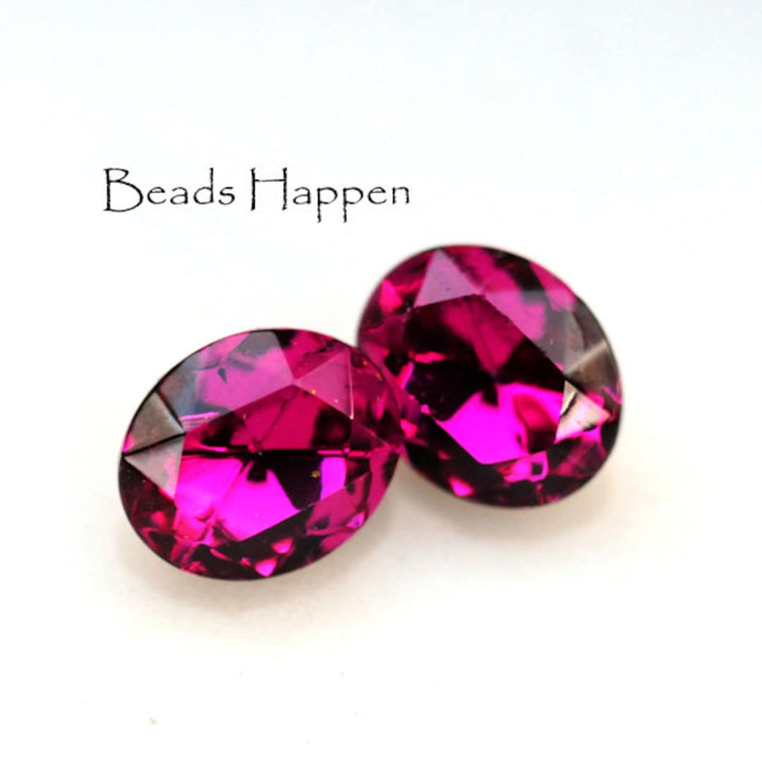 Vintage 12x10mm SWAROVSKI Fuchsia Oval Jewels Stones Gems Crystals ...