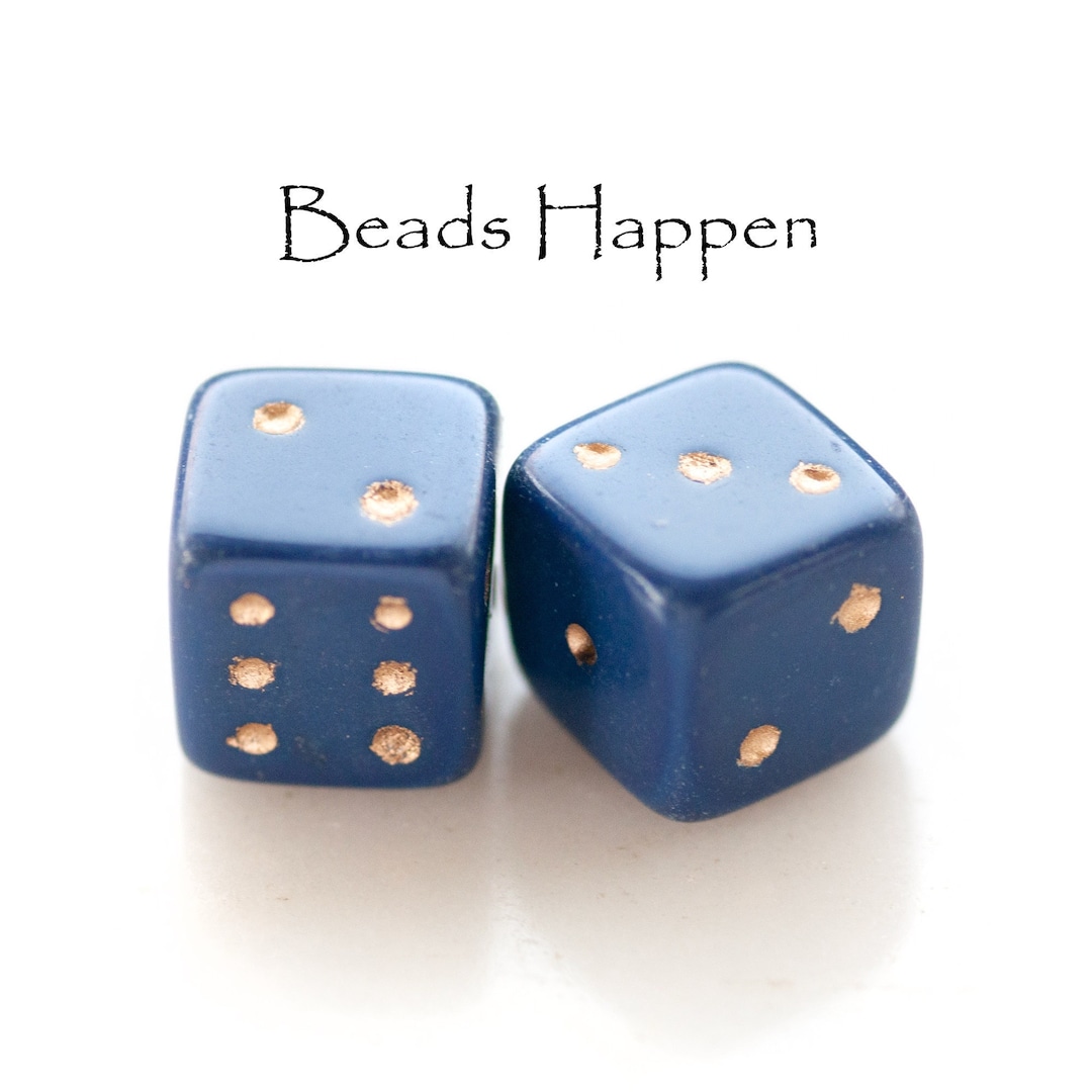 11mm Navy Blue Pressed Glass Dice From Czech Republic, First Quality ...
