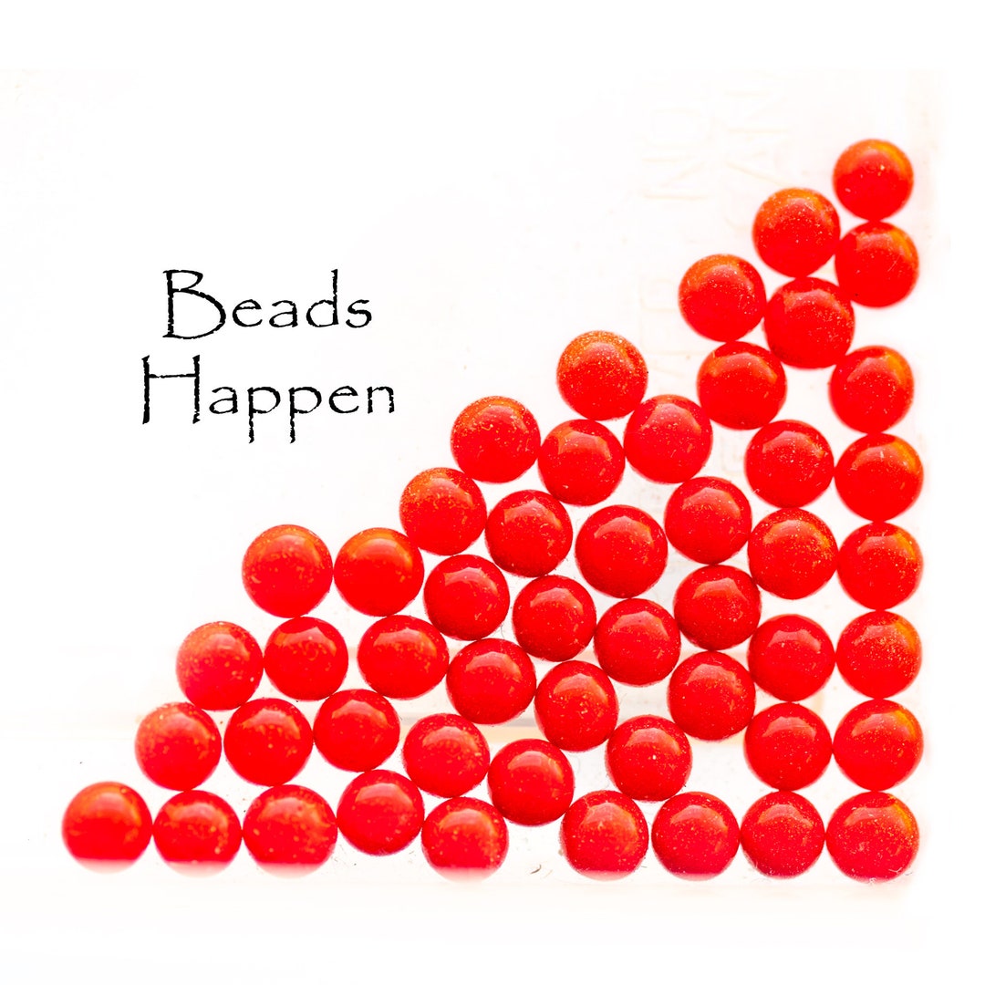 3.5mm Round Glass Coral Red Balls, Vintage Glass Balls, Smooth Round ...