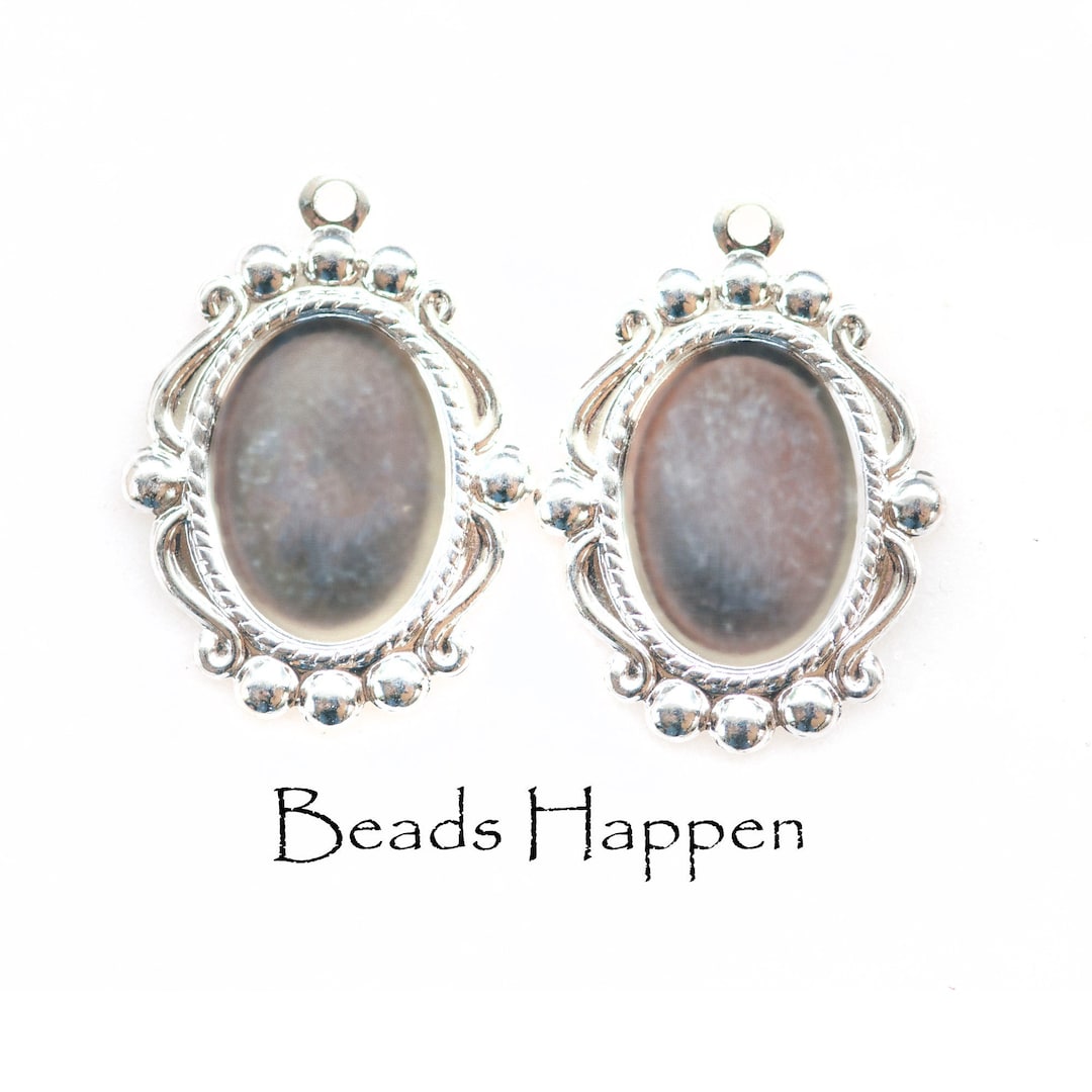 Filigree Settings for 14x10mm Oval Flat Back Stones With One Loop, One ...