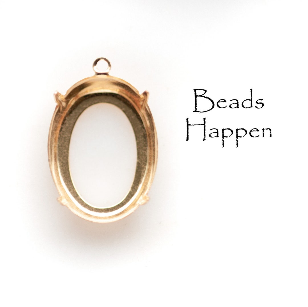 25x18mm Bright Gold Plated Oval Open Back Setting With One 1 Loop Ring ...