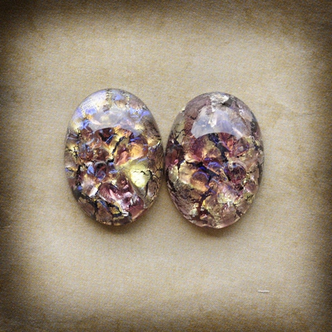 More in Stock! 18x13mm Amethyst Opal Oval Glass Artisan Cabochons Cabs ...