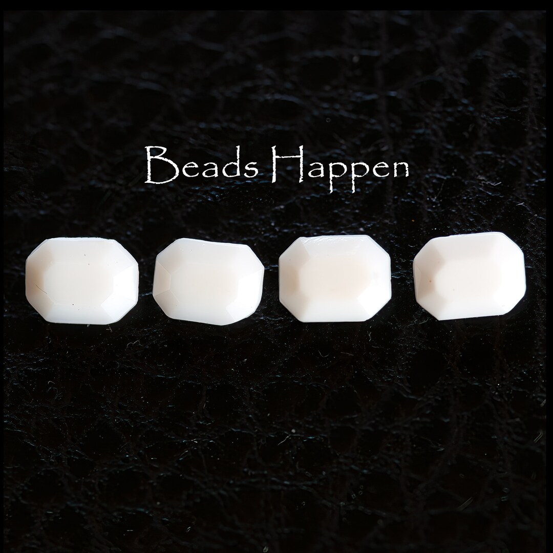8x6mm White Octagon Glass Stones, Vintage Glass 8x6 Octagons From ...