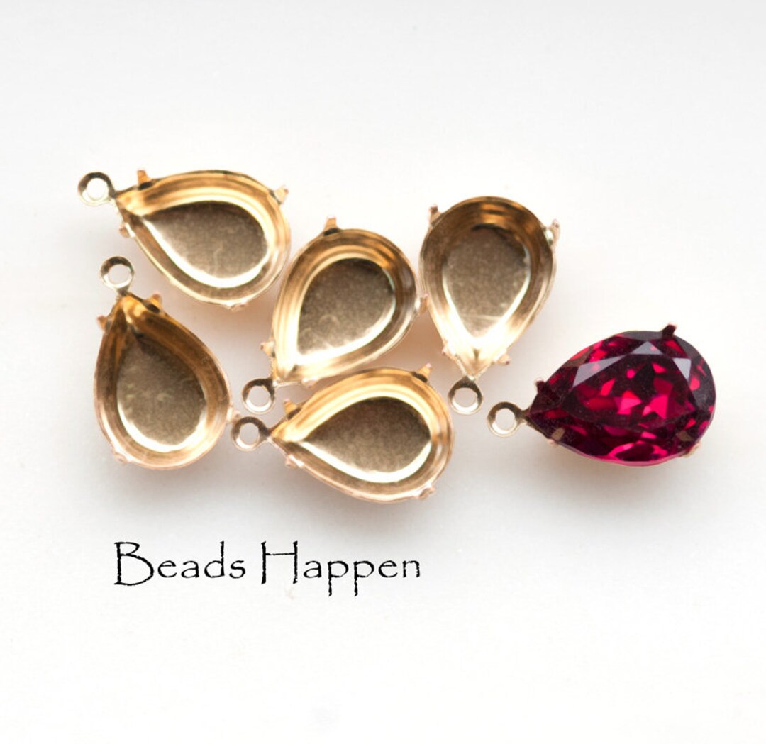 14x10mm Gold Plated Pear Settings With One Loop Ring and Closed Backs ...