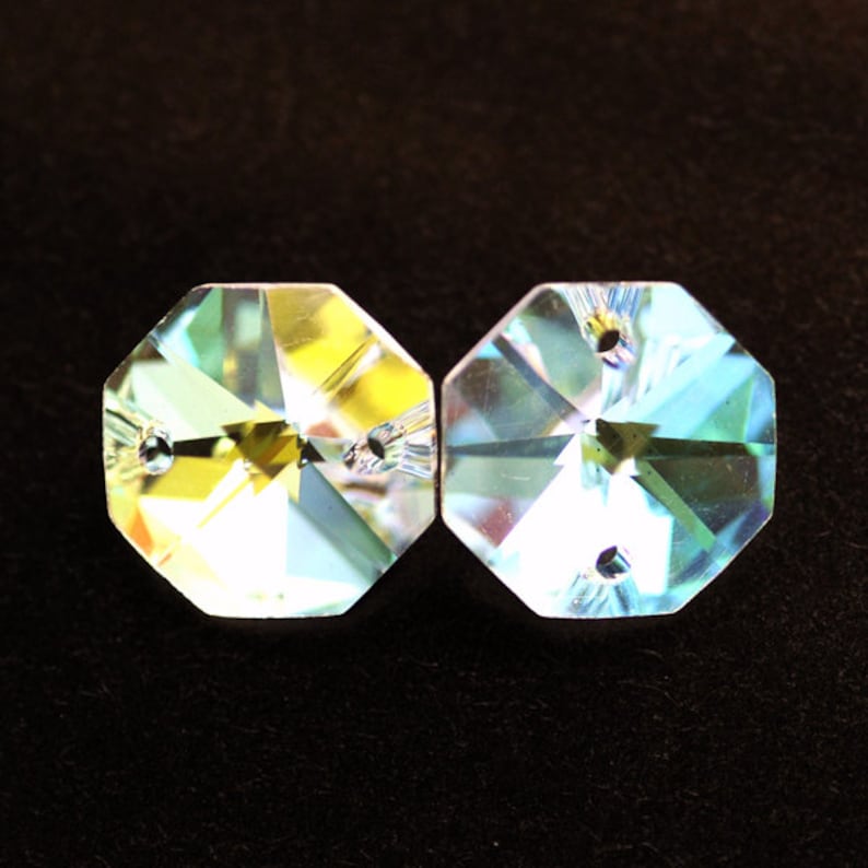 14mm Crystal AB Octagon Octagons Mirrored Connector Bead Connectors ...