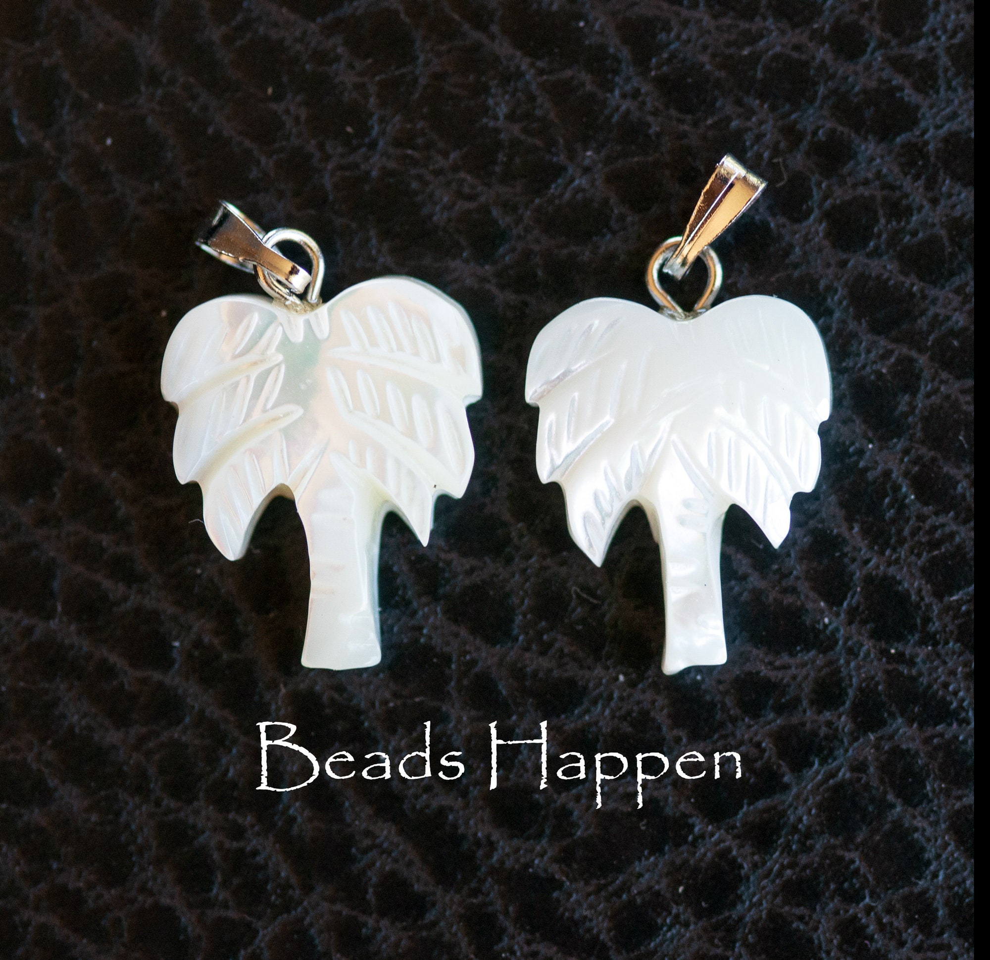 18mm Carved Mother of Pearl MOP Palm Tree Coconut Trees Dangles With ...