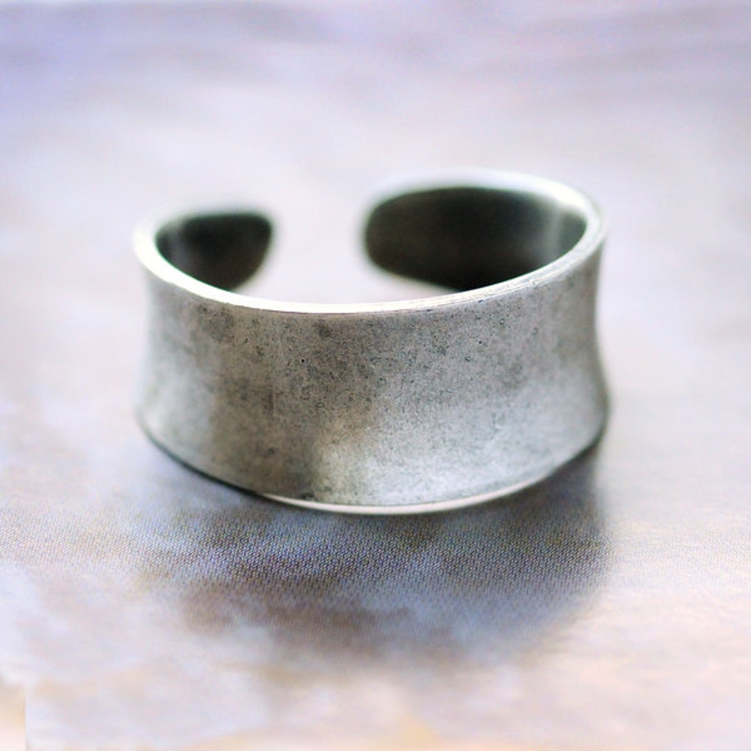 Sturdy Heavy Antiqued Sterling Silver Plated Over Brass Adjustable Ring ...