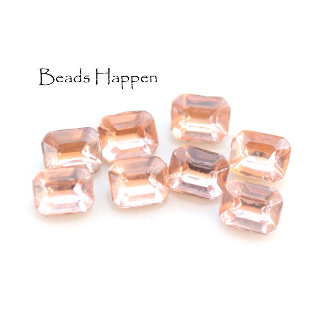 VINTAGE 10x8mm Octagon Light Rosaline Pink Glass Stones, 10x8 Octagons ...