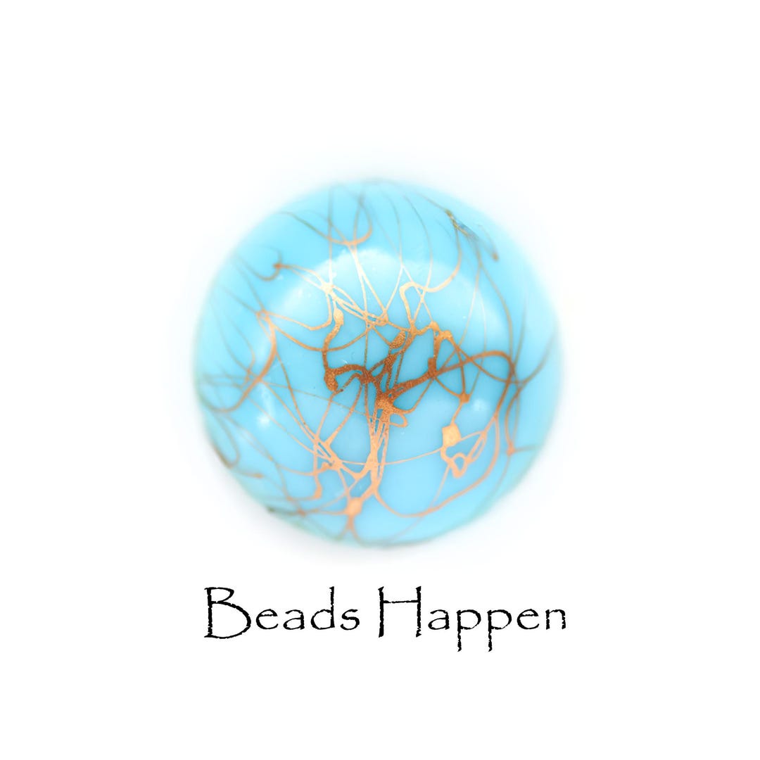 20mm Round VINTAGE Turquoise Blue Glass Cabochon Cabochons With Gold ...