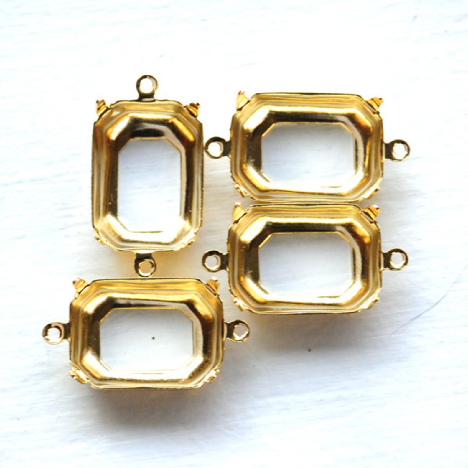 18x13mm Open Back Gold Plated Octagon Settings With Two 2 | Etsy