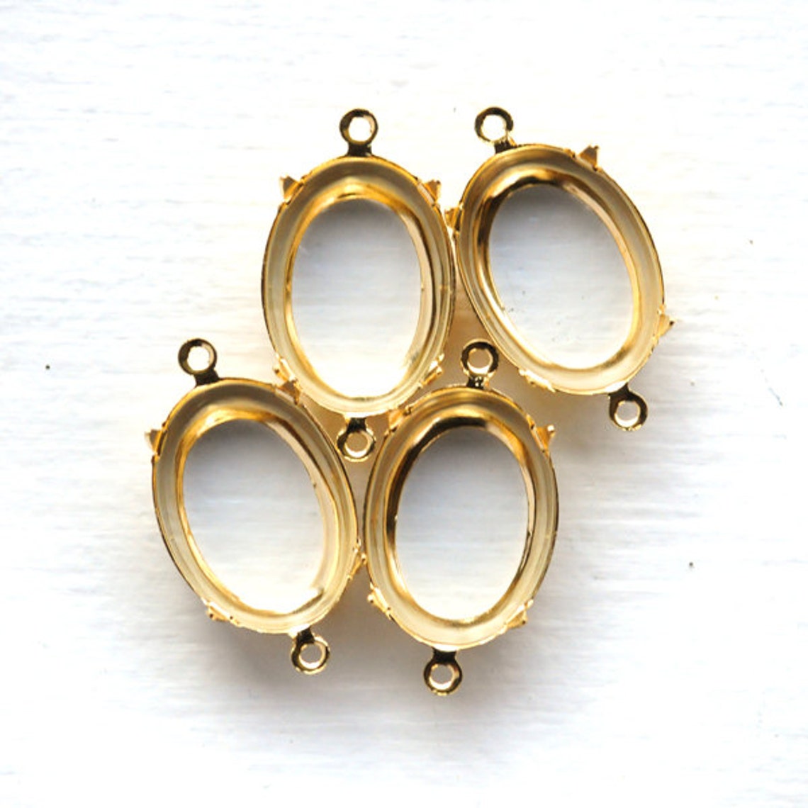 18x13mm Gold Plated Open Back Oval Settings With Two 2 Loops Rings ...