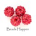 14mm Sparkling Round Deep Red Bling Beads, Ruby Red Flashy Beads Bead ...