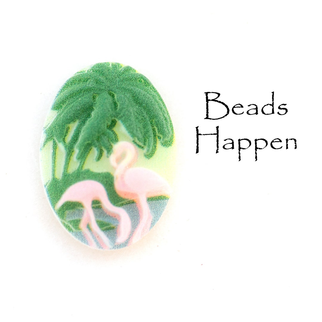Playful 18x13mm Oval Cabochon With Flamingo Flamingos Motif, Florida ...