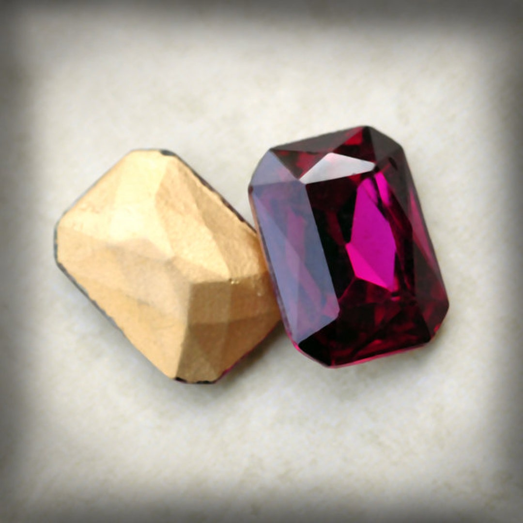 18x13mm VINTAGE Fuchsia Rubinite Octagon Glass Jewels Gems - Etsy