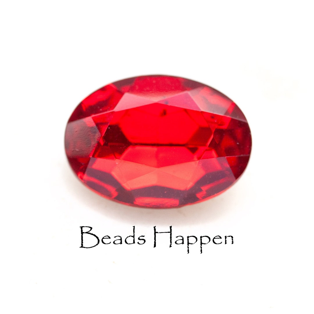 25x18mm Vintage Siam Ruby Red Glass Oval Stone Jewel Gem, TTC Stone ...