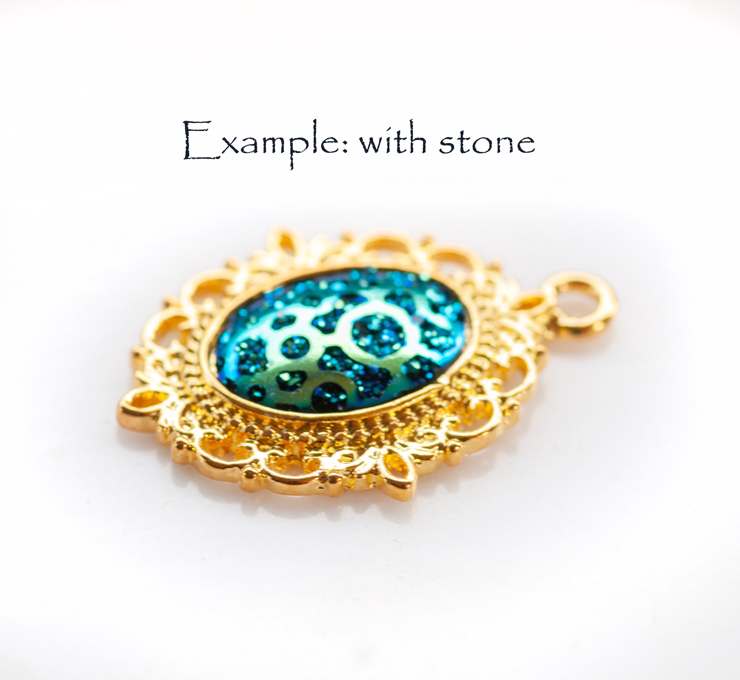 18x13mm Oval Filigree Pendant Setting for Flat Back Oval | Etsy