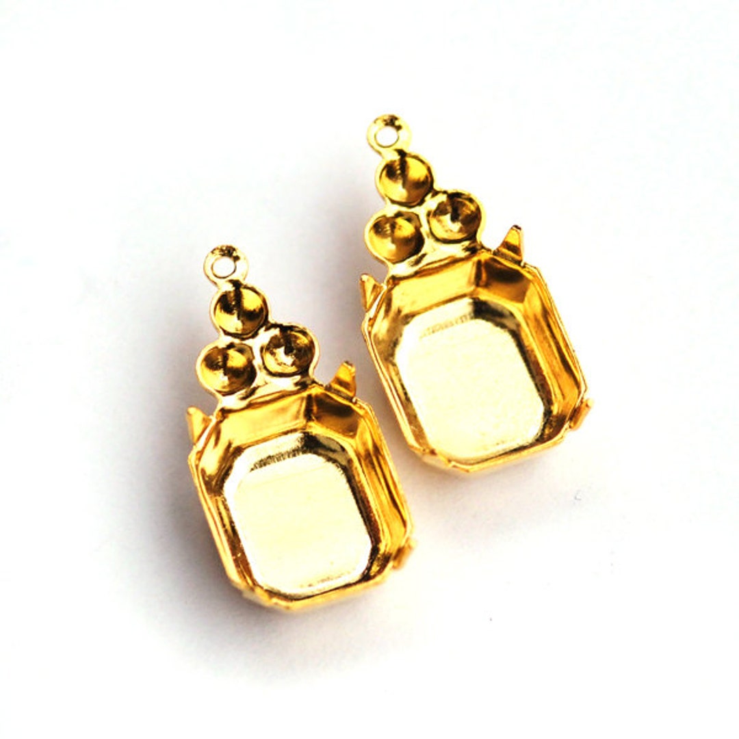 Multi Stone Setting, 12x10mm Octagon Setting, Gold Plated, Single Loop ...