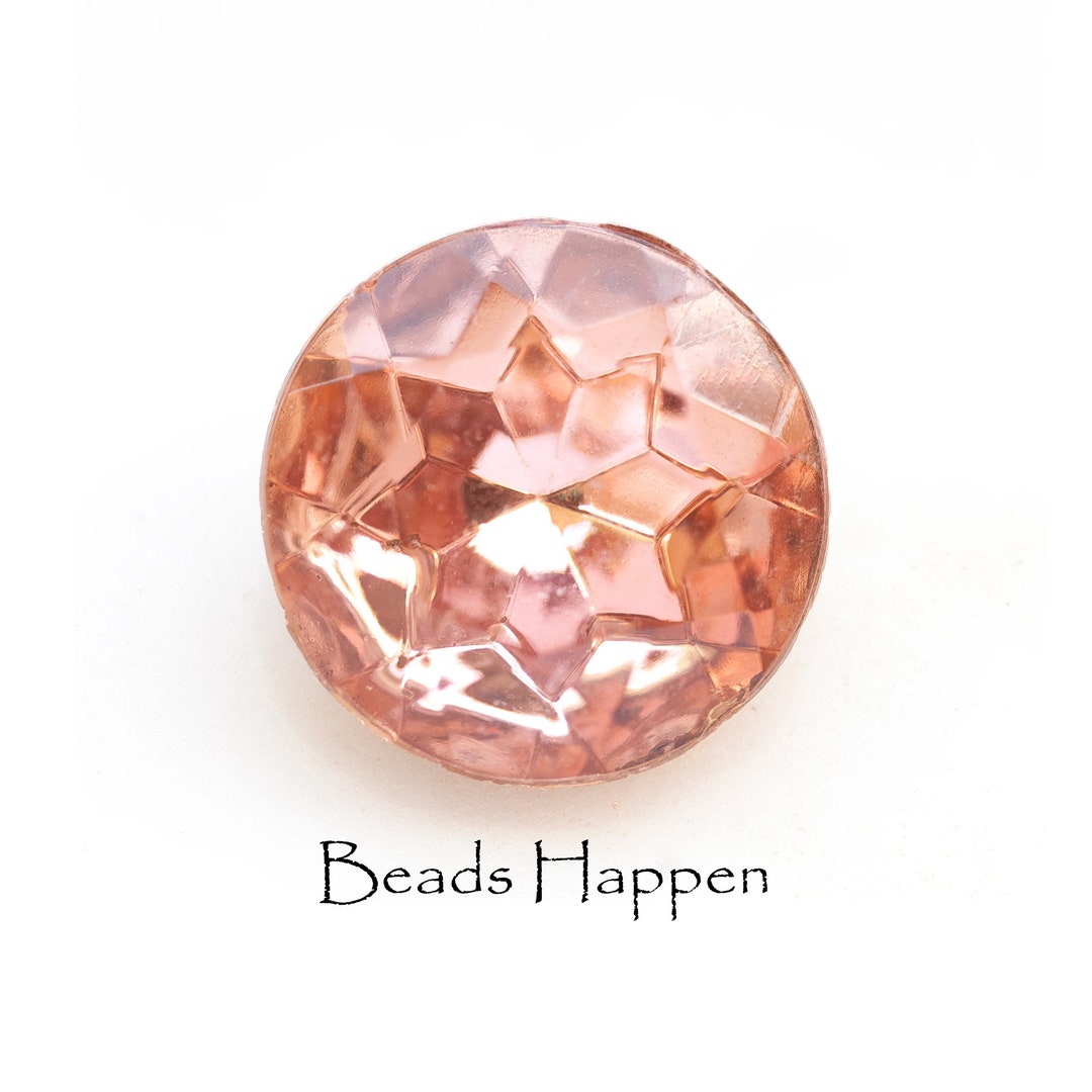 25mm Vintage Round Rosaline Pink Glass Jewel Stone, Czechoslovakia ...