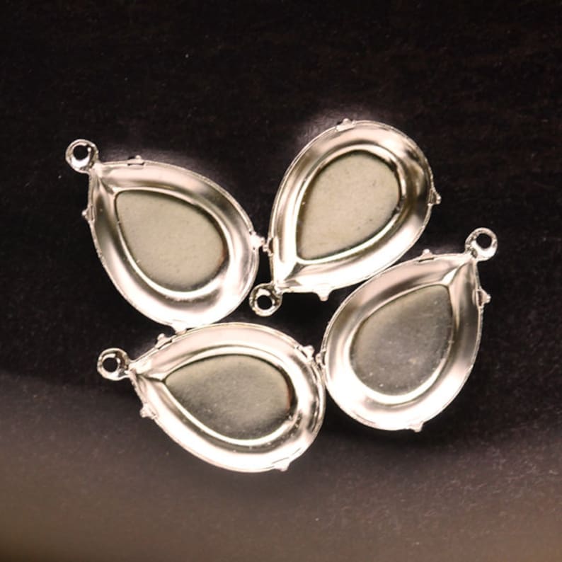 18x13mm Pear Settings With Sterling Silver Plating Over Brass, Closed ...