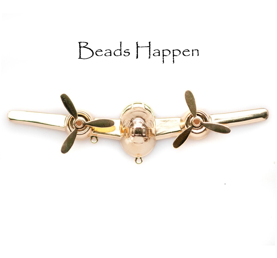 Airplane, Bright Gold Plated, With Moving Propellers, Four Inches Long ...