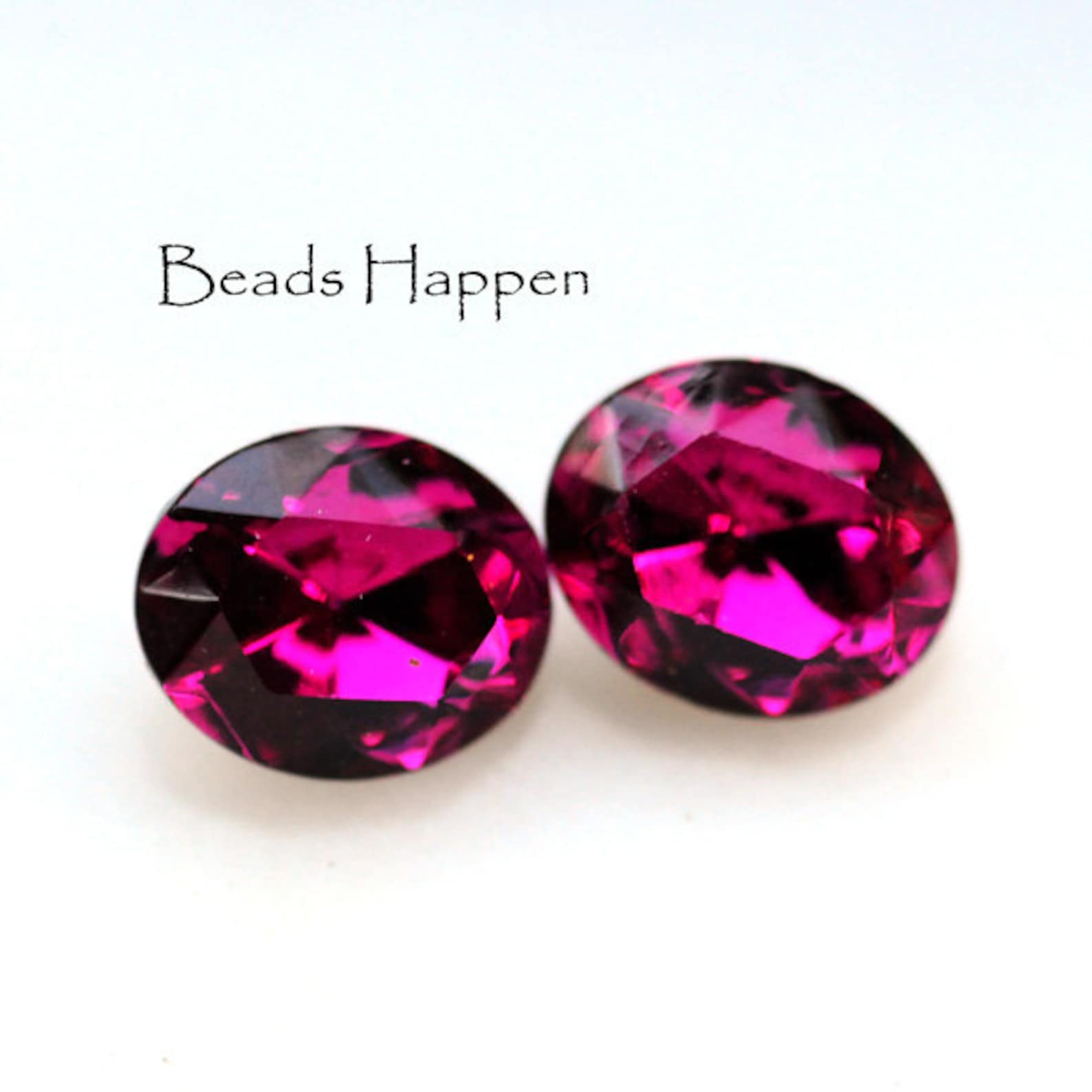 Vintage 12x10mm SWAROVSKI Fuchsia Oval Jewels Stones Gems Crystals ...