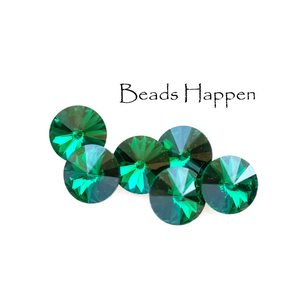 29ss (6mm) SWAROVSKI Emerald Green Chatons, Rivoli Fronts and Backs ...