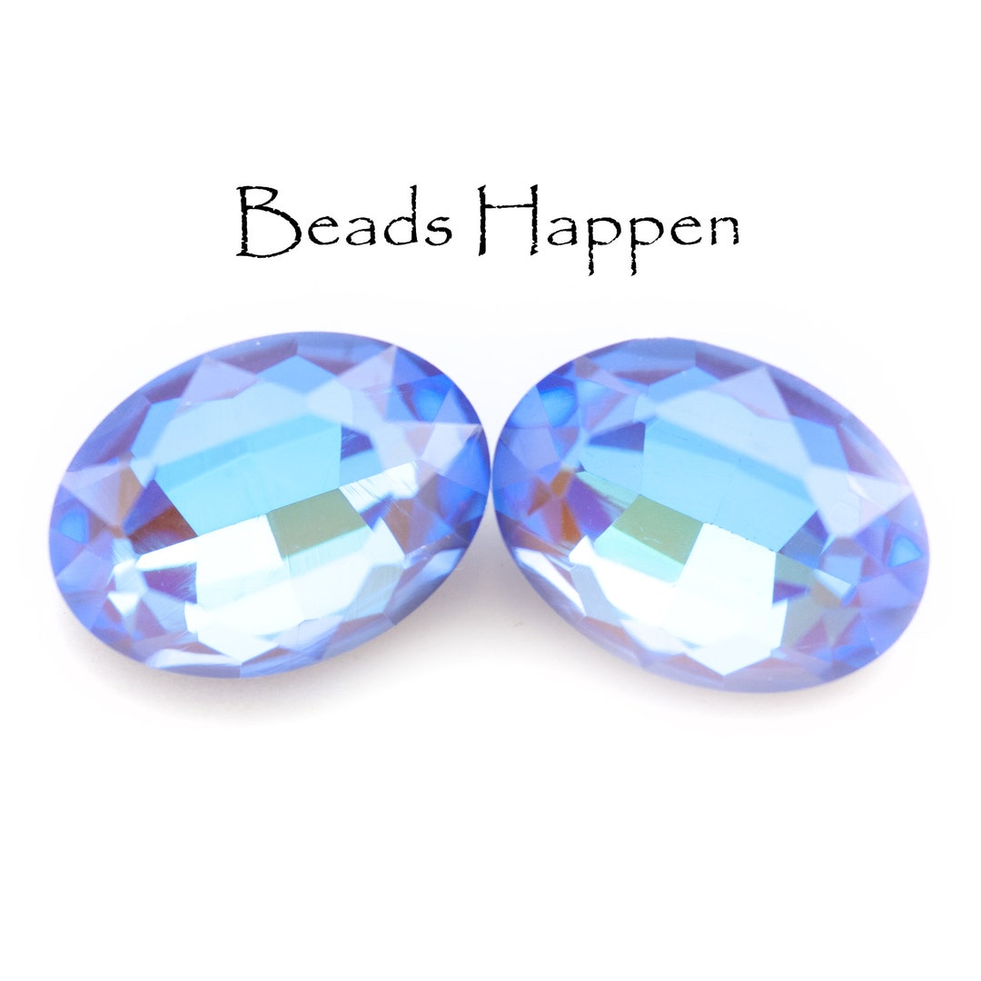 18x13mm Oval Glass Lilac Purple Opal AB Ovals Cabochons, Faceted Tops ...