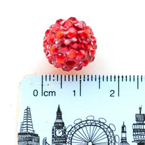 14mm Sparkling Round Deep Red Bling Beads, Ruby Red Flashy Beads Bead ...