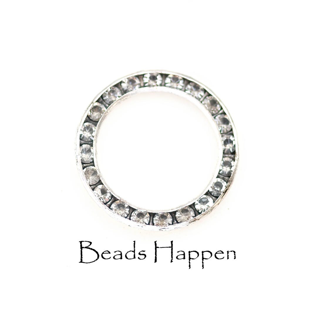 13/16" 21mm SWAROVSKI Crystal Channel Set Ring, Antique Silver Plated ...