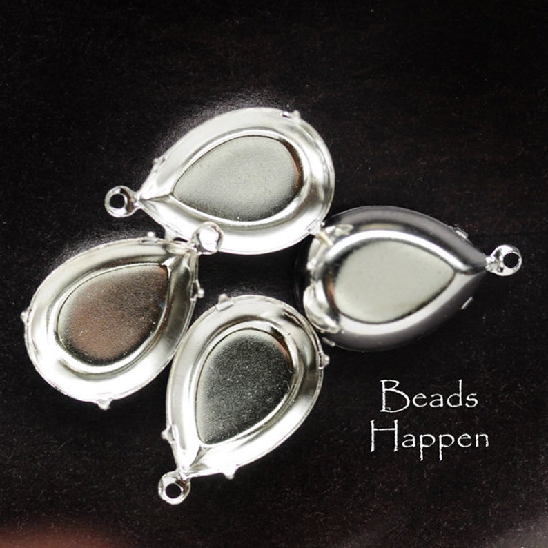 18x13mm Pear Settings With Sterling Silver Plating Over Brass, Closed ...