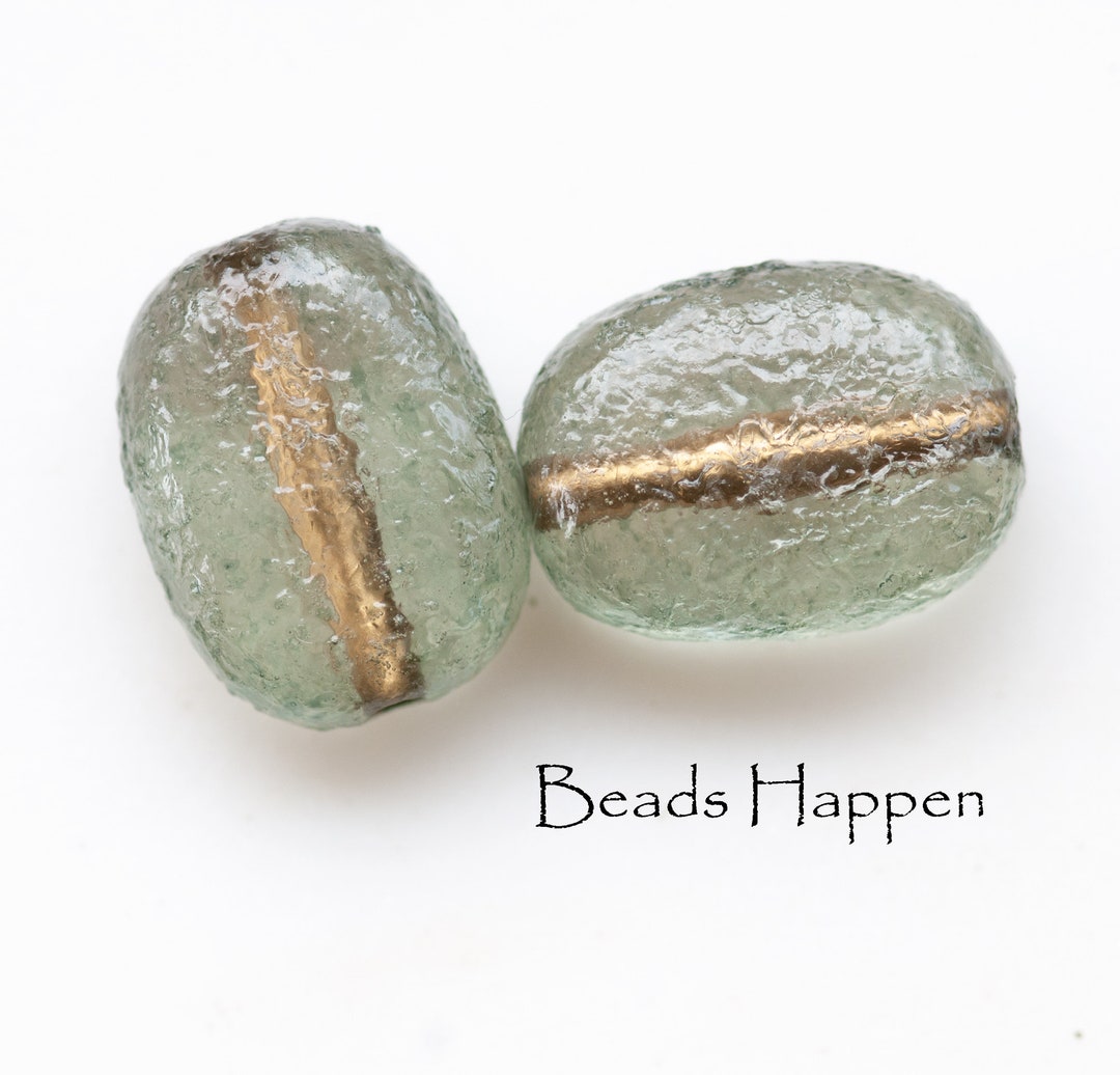 MORE IN STOCK! 24x18mm Bumpy Textured Green Translucent Oval Beads With ...
