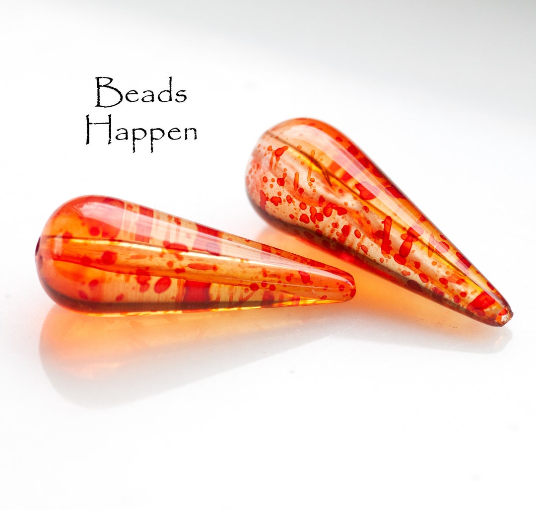 29x12mm Tapered Two-tone Acrylic Beads in Orange and Yellow, Teardrop ...